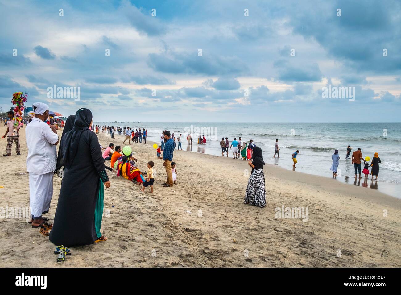 India, state of Kerala, Kozhikode or Calicut, Kozhikode Beach with a ...