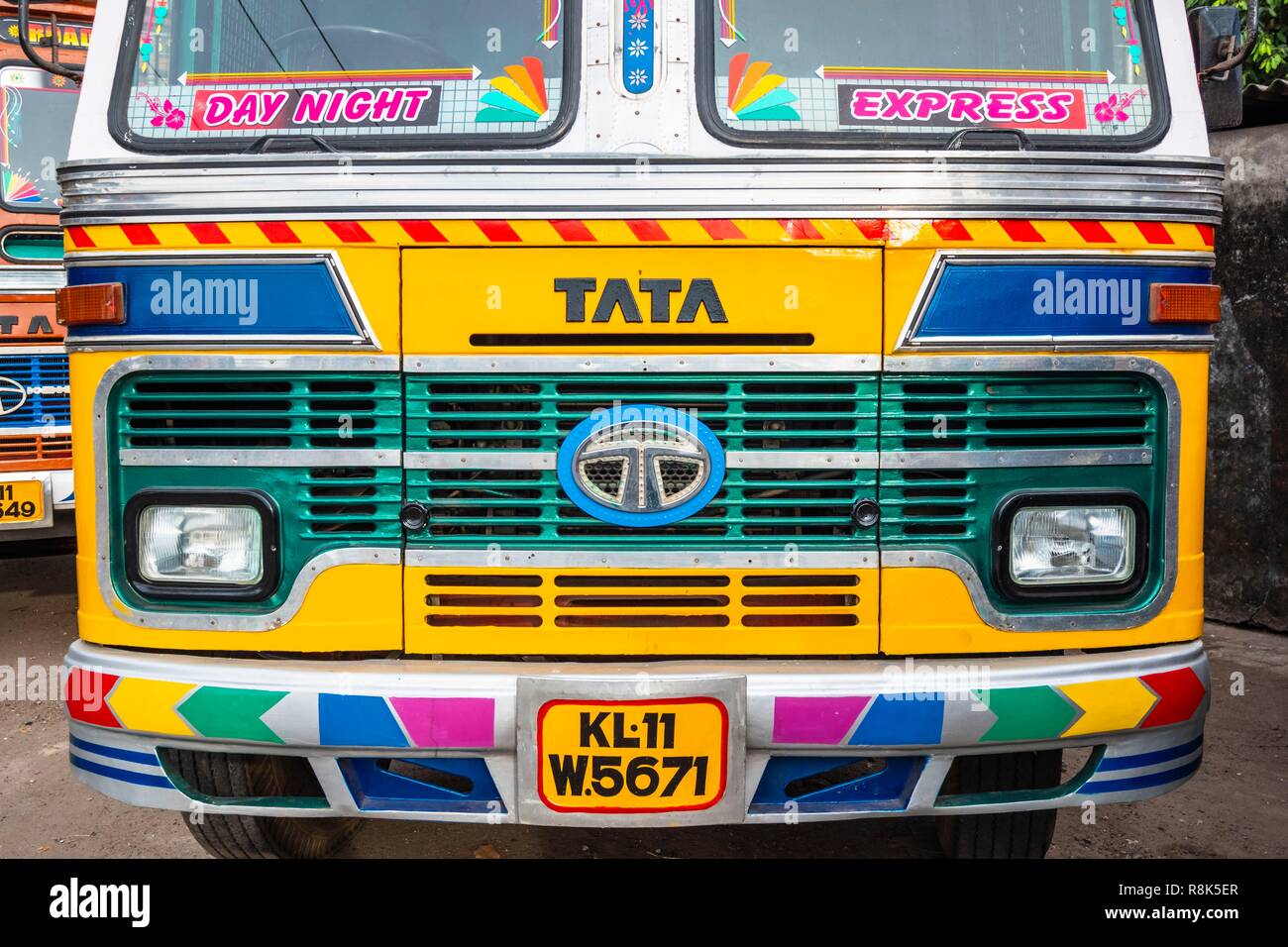 India, state of Kerala, Kozhikode or Calicut, Big Bazaar road, truck ...