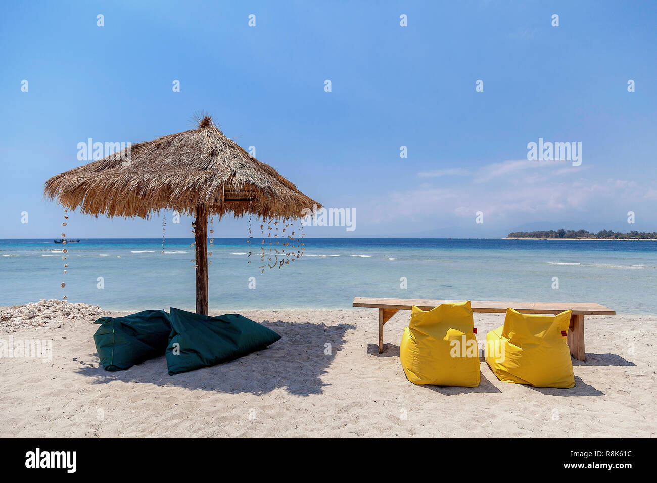 A beach image on the island of Gili Trawangan Located in Bali Indonesia ...