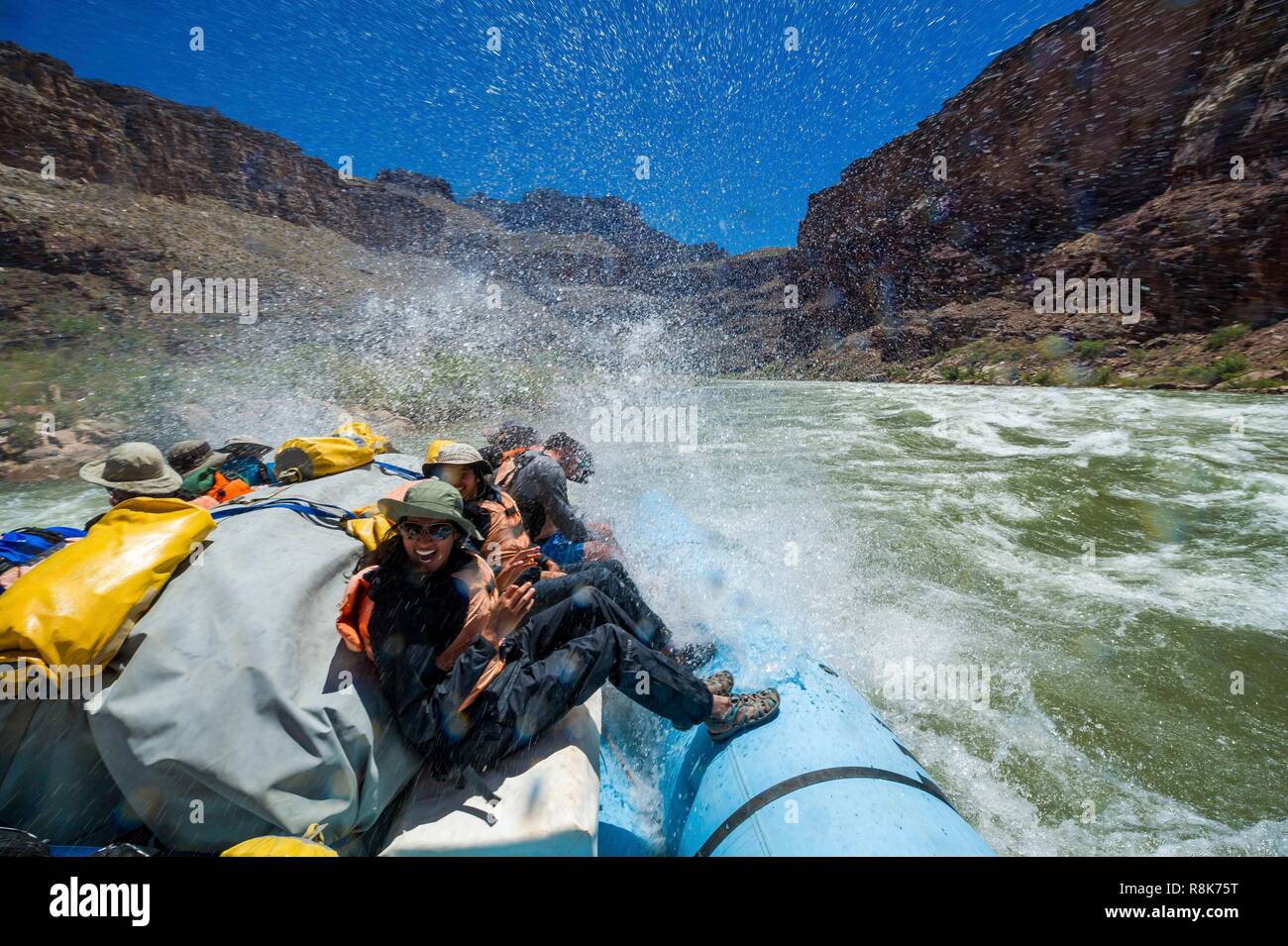 United States, Arizona, Grand Canyon National Park, rafting down the ...