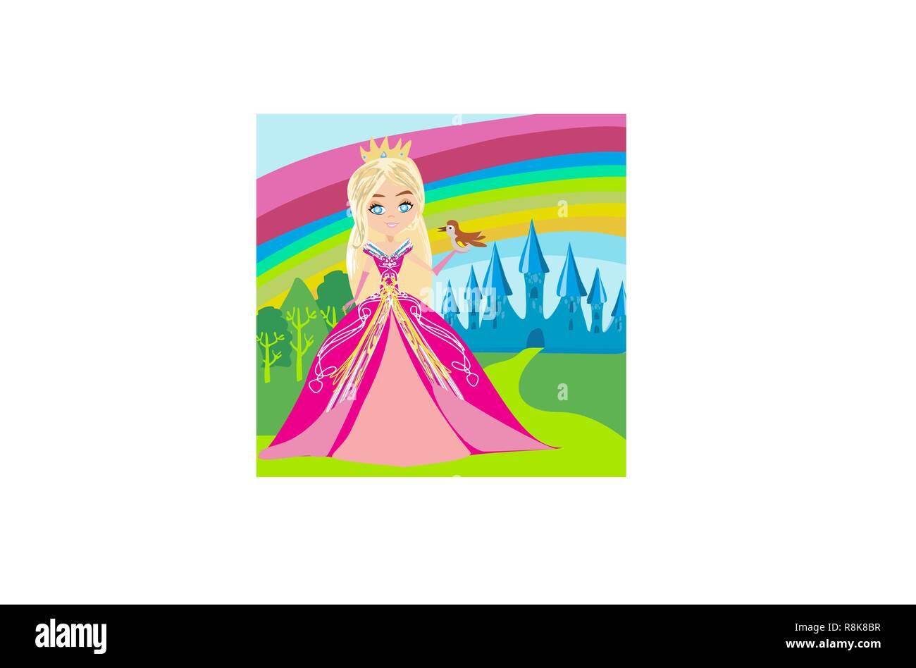 Princess with bird Stock Vector Image & Art - Alamy