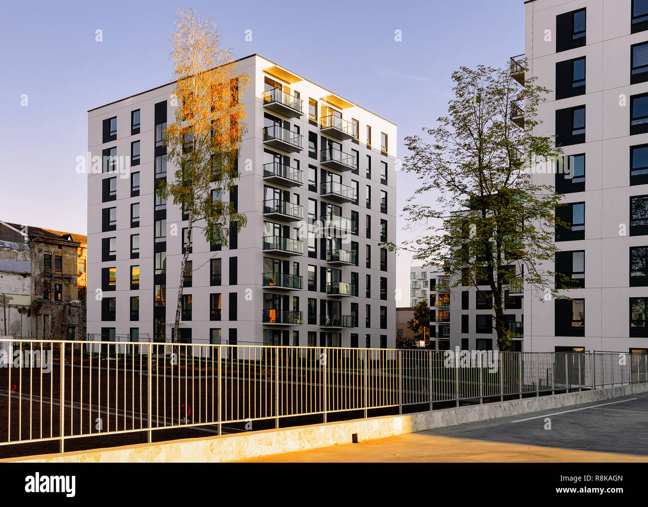 Apartment house new residential building complex with outdoor concept ...