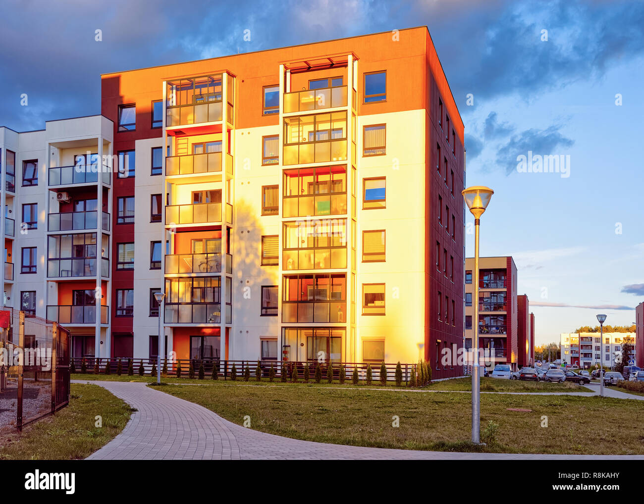 Apartment house residential building outdoor concept. Street and ...