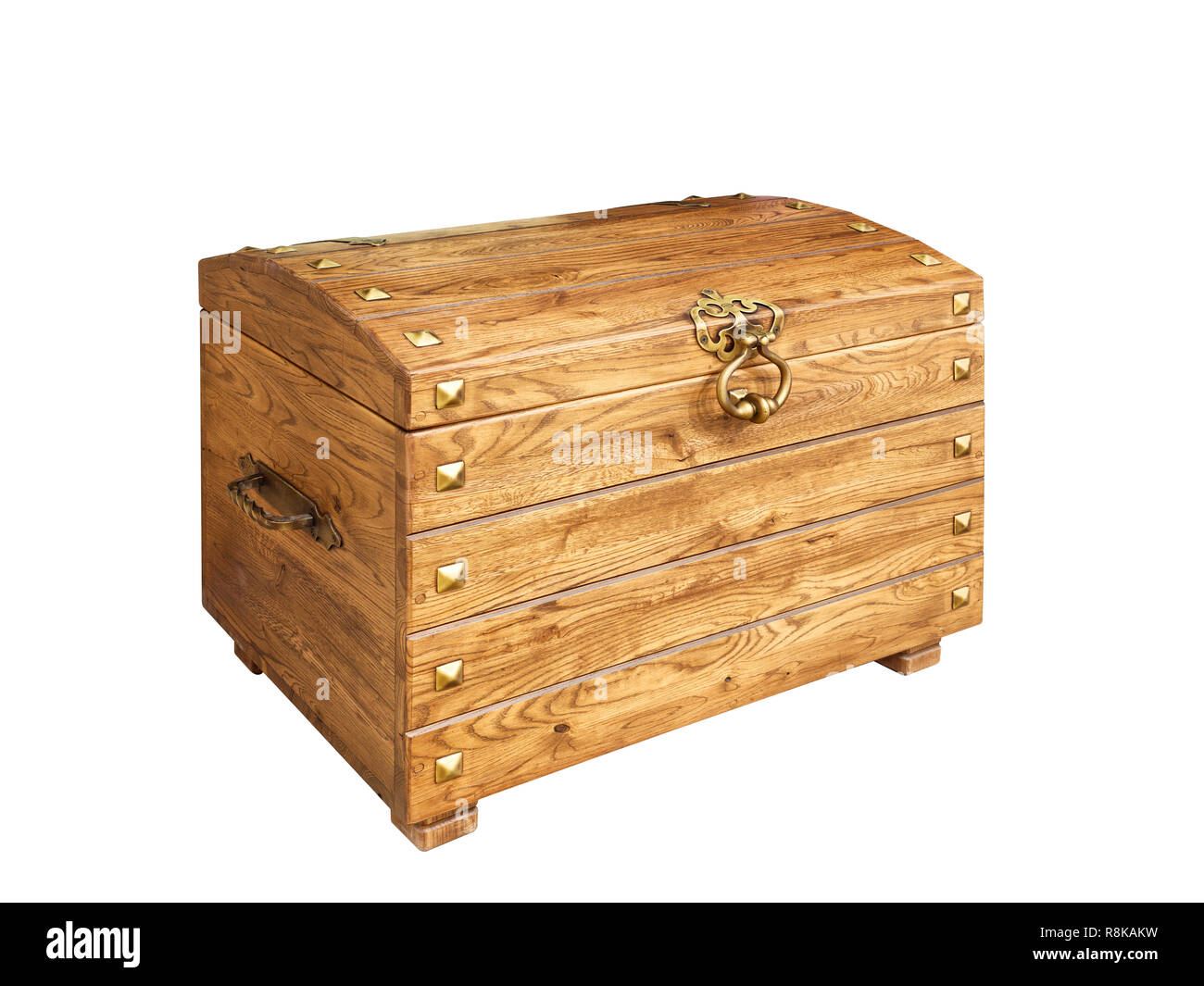 Old wood chest closed isolated on white background Stock Photo - Alamy