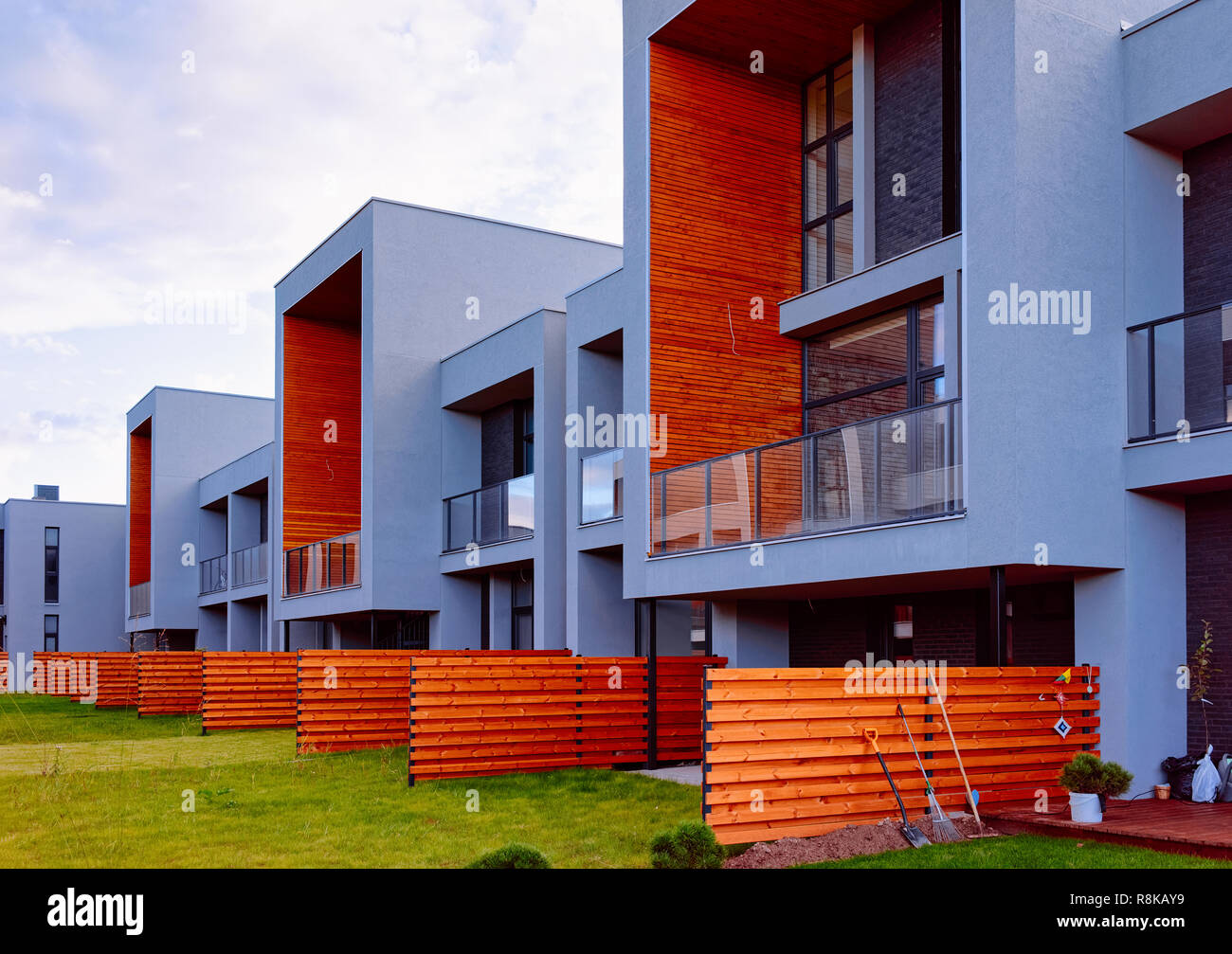 New apartment residential townhouse buildings with outdoor concept ...