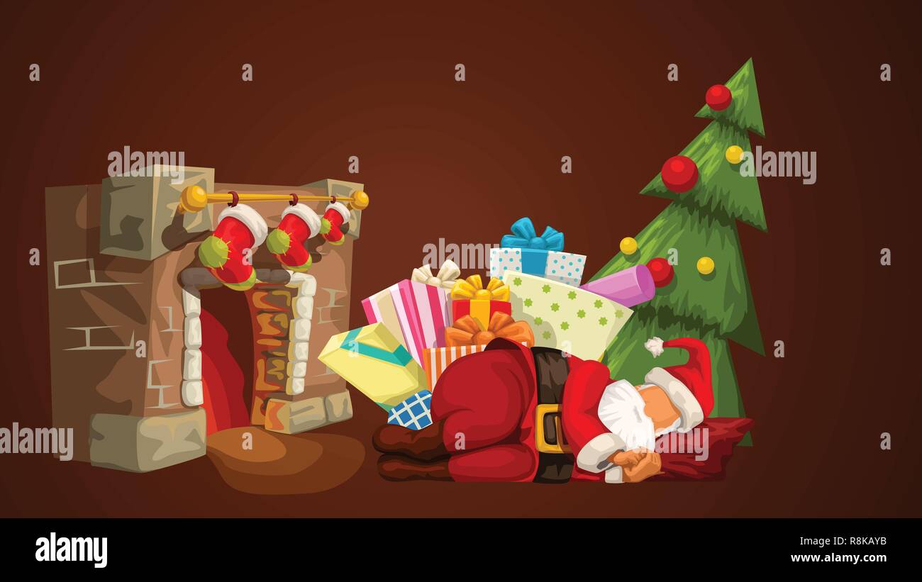 Santa near house Stock Vector Images - Alamy
