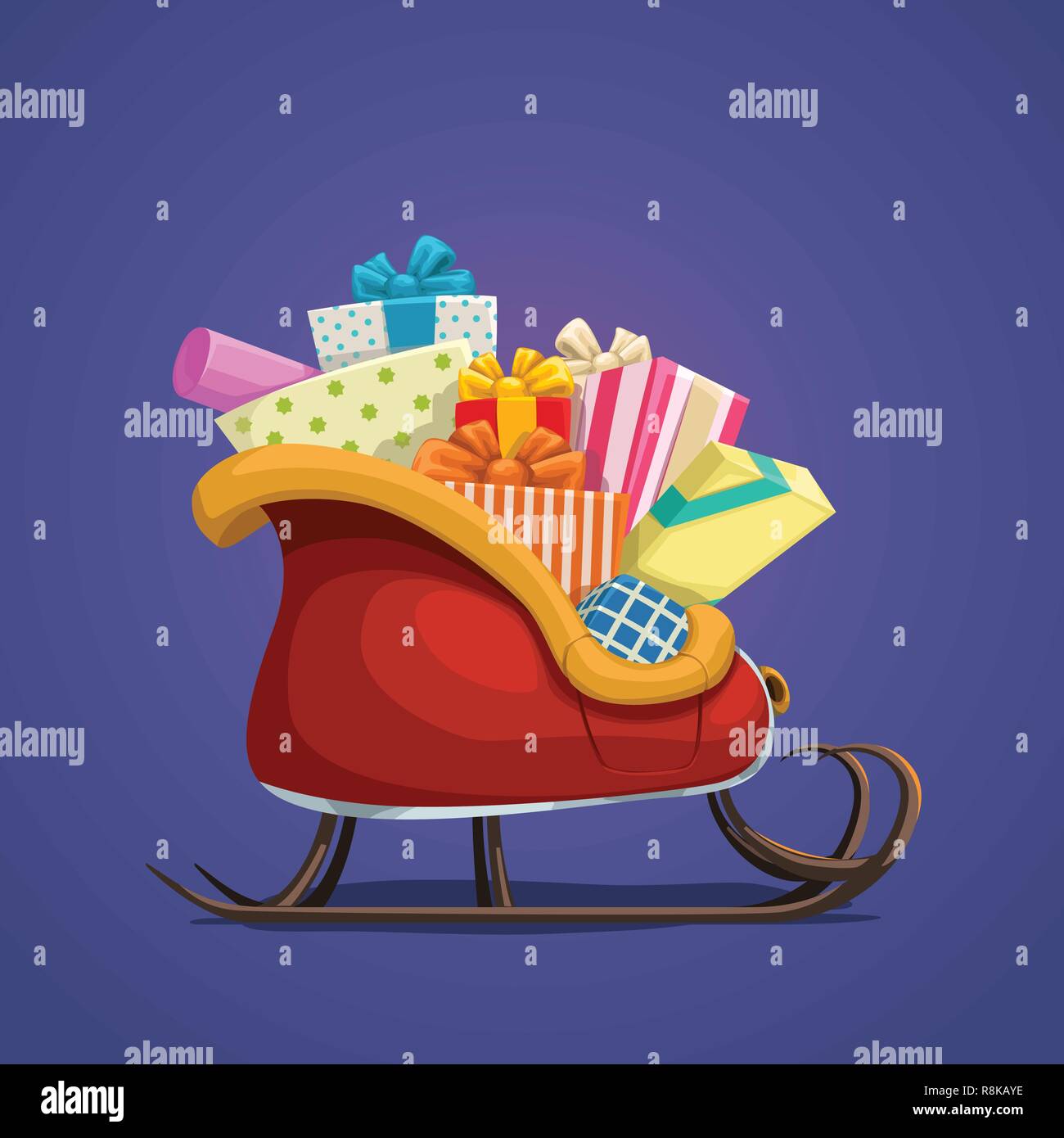 Christmas gifts on sleigh Stock Vector Images - Alamy