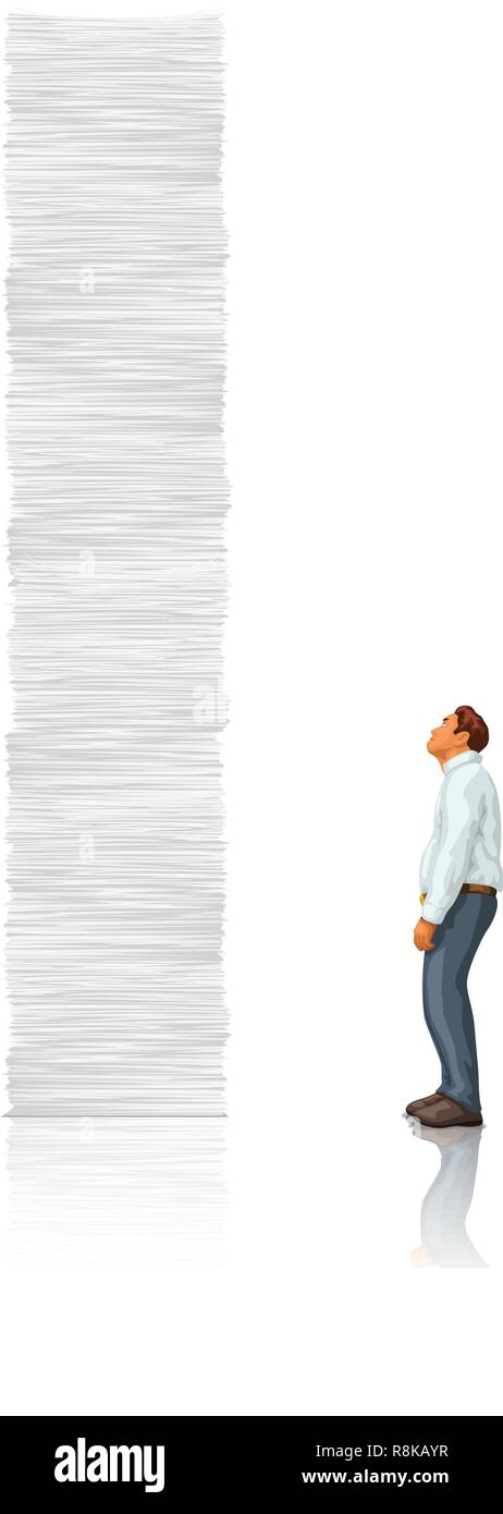 white tall paper stack vs man Stock Vector Image & Art - Alamy