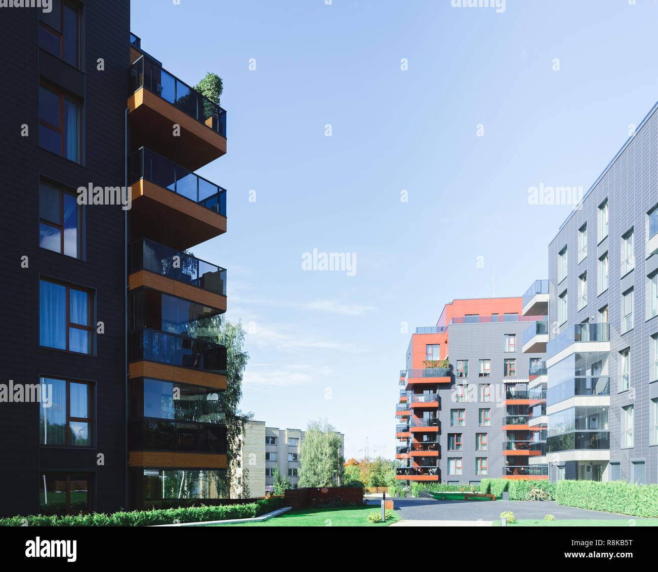European apartment residential building complex. Other outdoor ...
