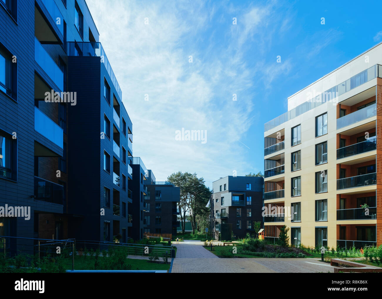European Modern residential apartment quarter. Other outdoor facilities ...