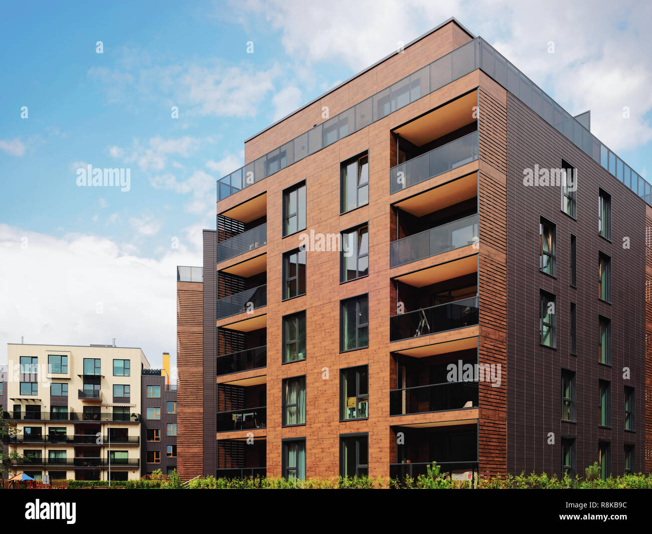 Modern European residential apartment buildings quarter. Other outdoor ...