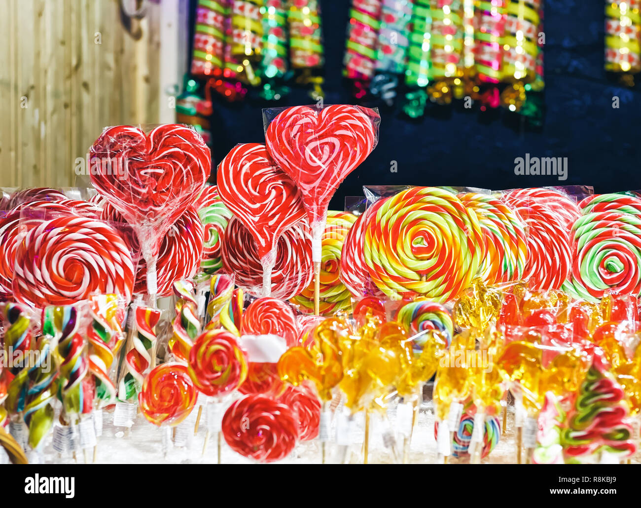 Sweet candies at Christmas market in Vilnius in Lithuania Stock Photo ...