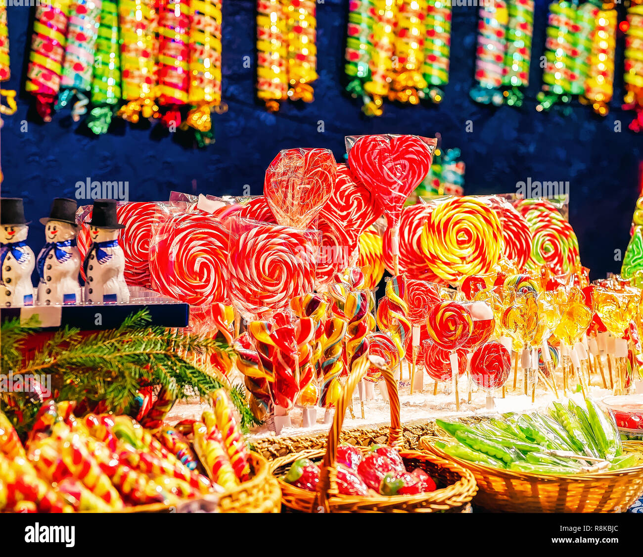 Sweet candies in Christmas market in Vilnius in Lithuania Stock Photo ...