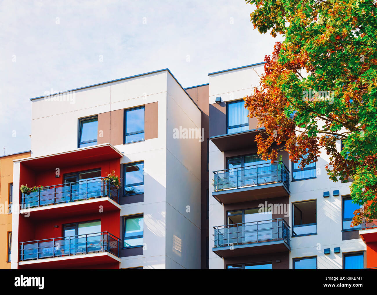 Contemporary apartment building architecture concept. Residential house ...