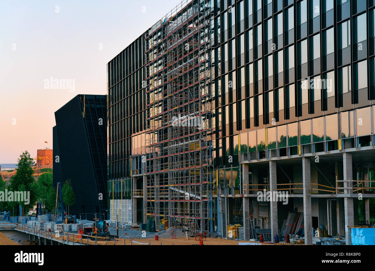 Development and construction of modern skyscraper building Stock Photo ...