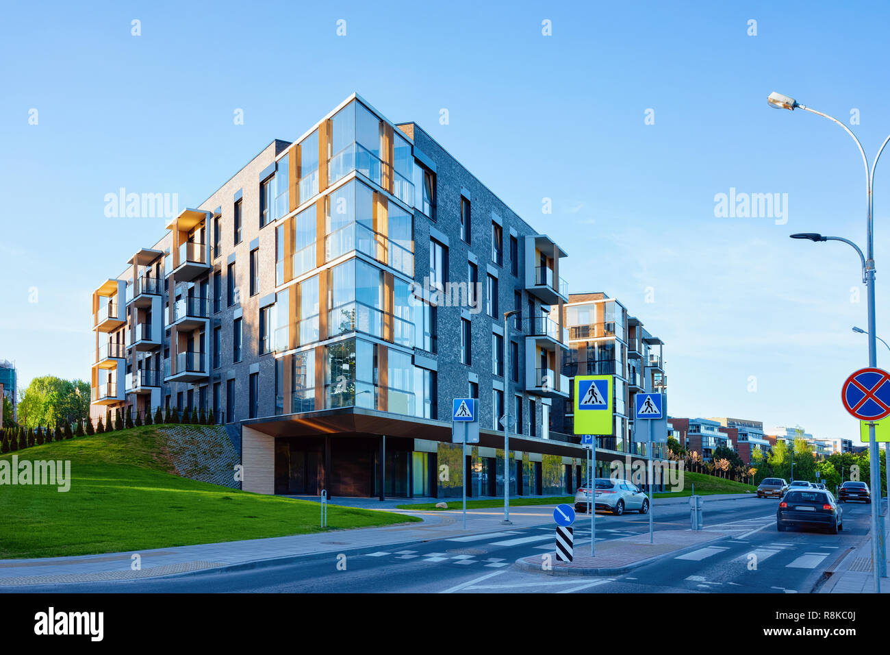 Modern flat apartment building real estate architecture concept ...