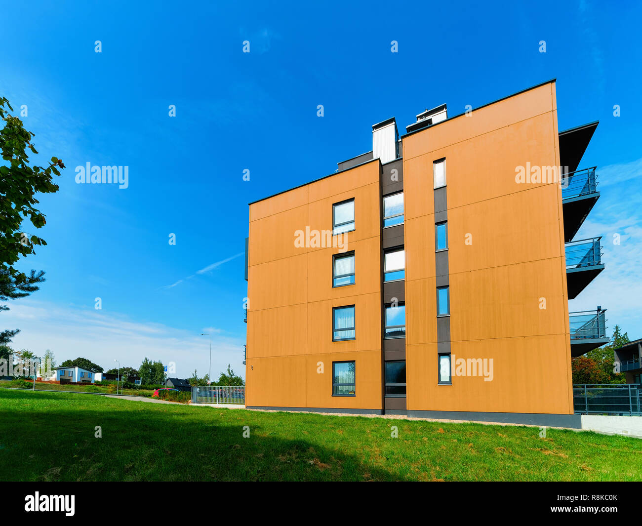 Modern flat apartment building real estate exterior concept. Outdoor ...