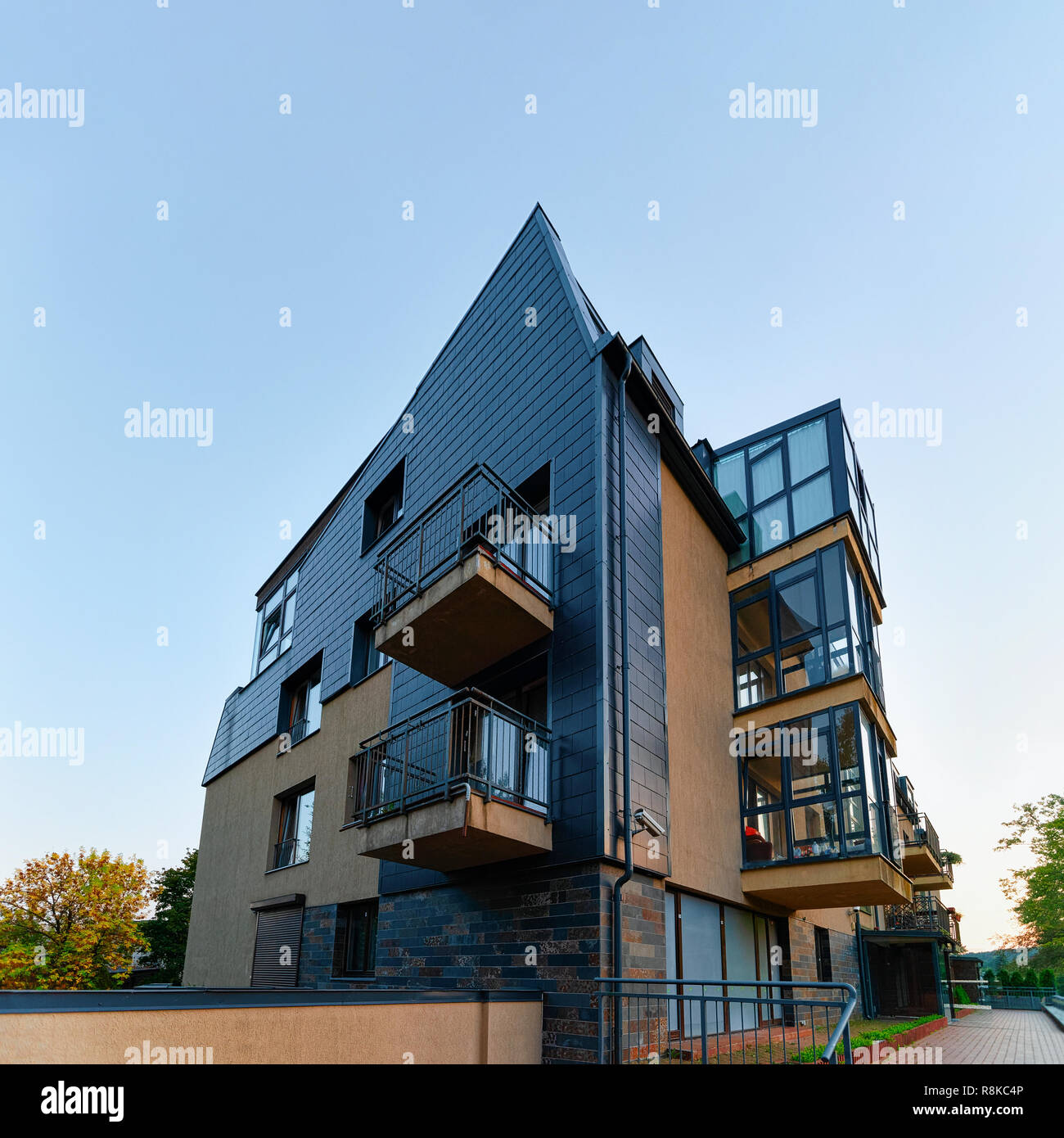 New modern apartment building architecture concept. Residential house ...