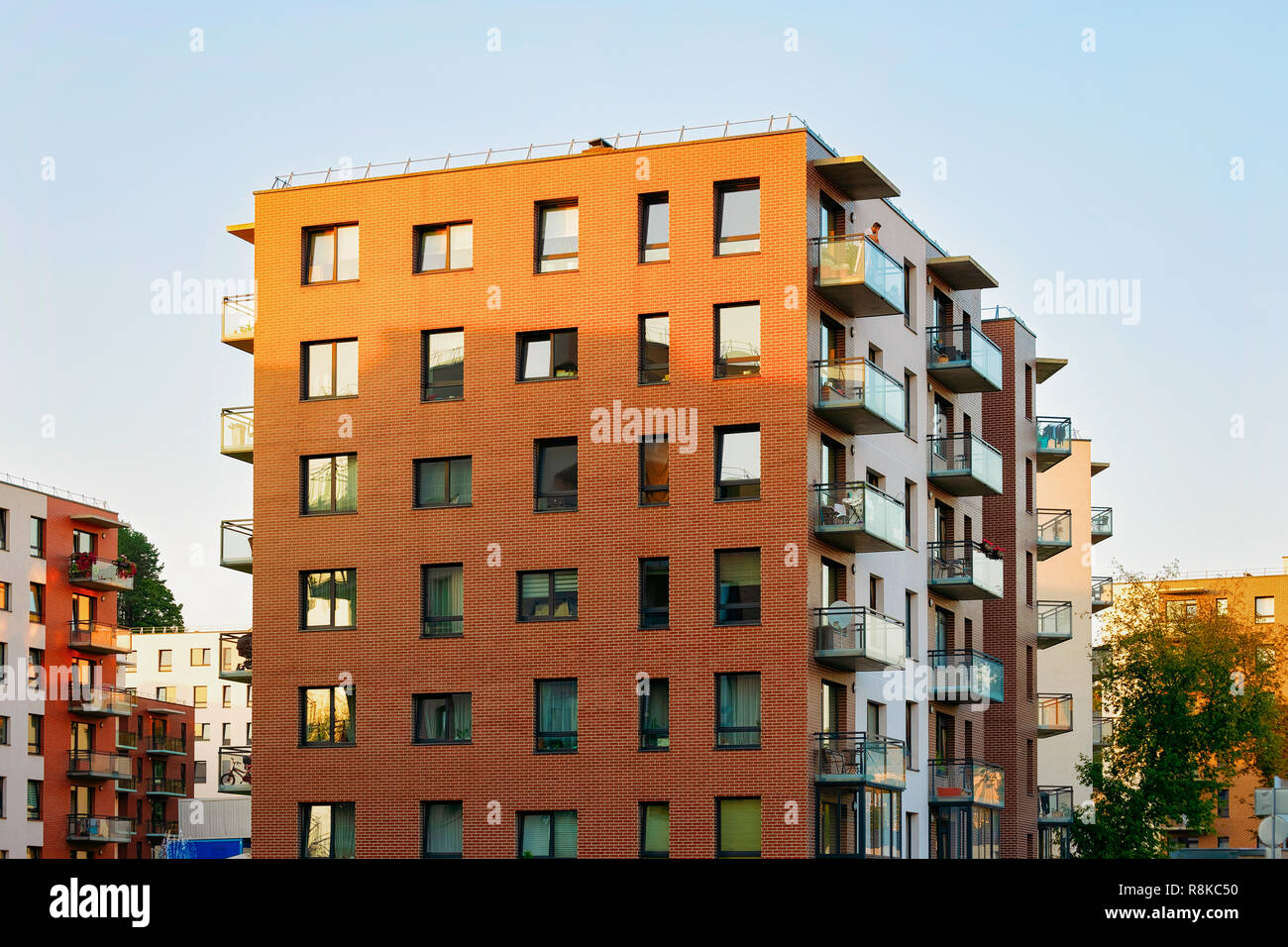 New modern flat apartment building architecture concept. Residential ...