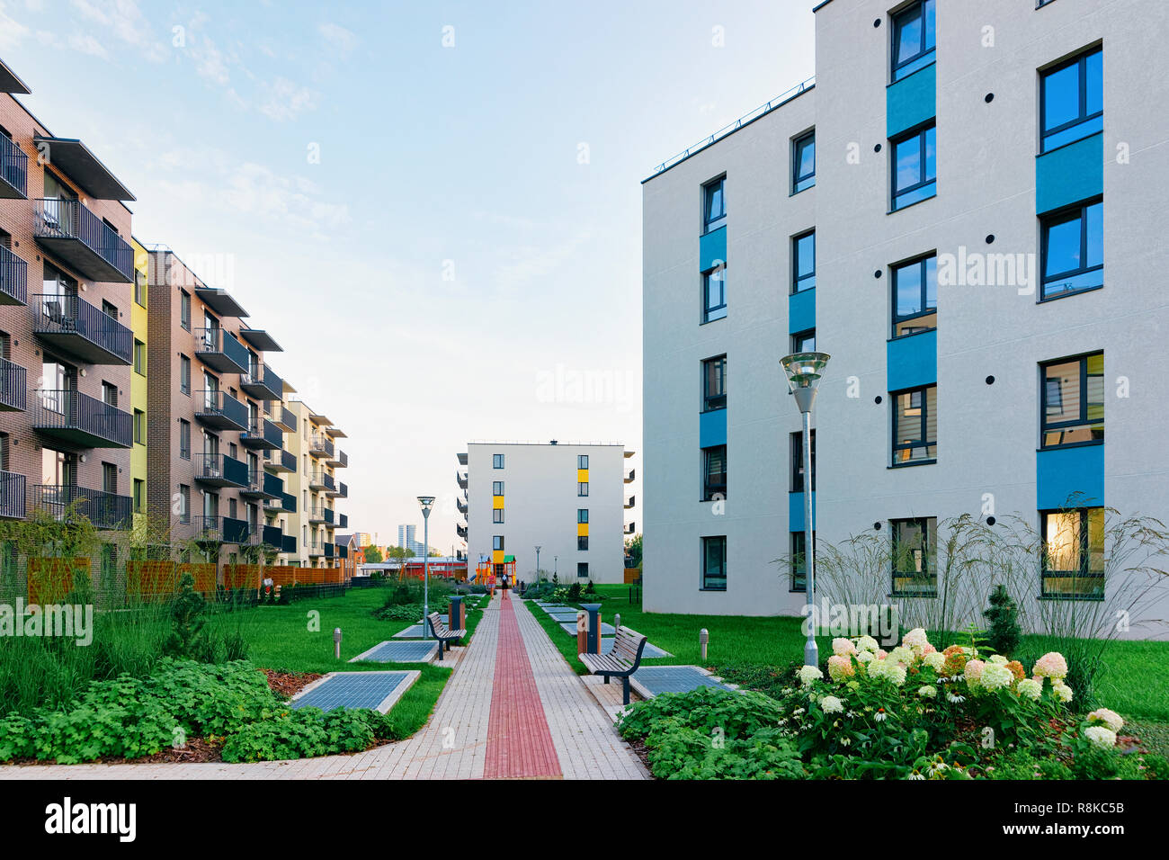 Modern residential apartment home complex block architecture with ...