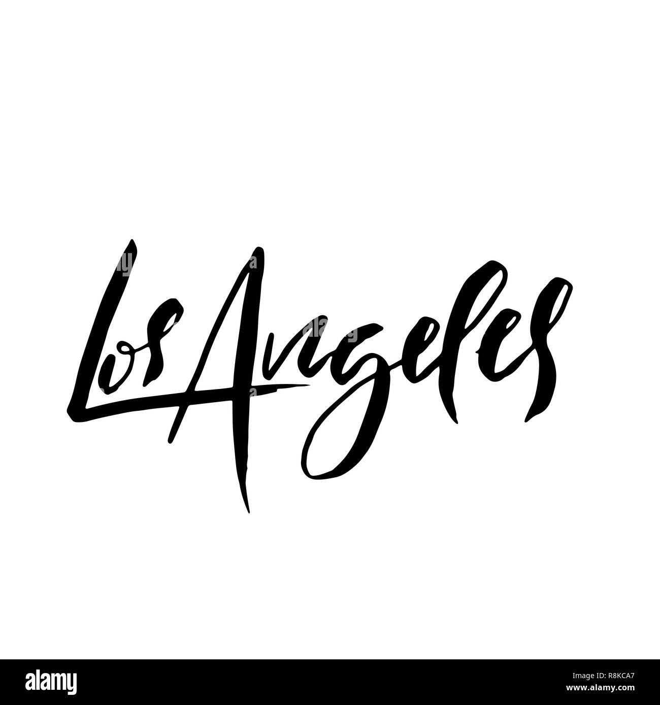 Los Angeles, USA. Typography dry brush lettering design. Hand drawn ...