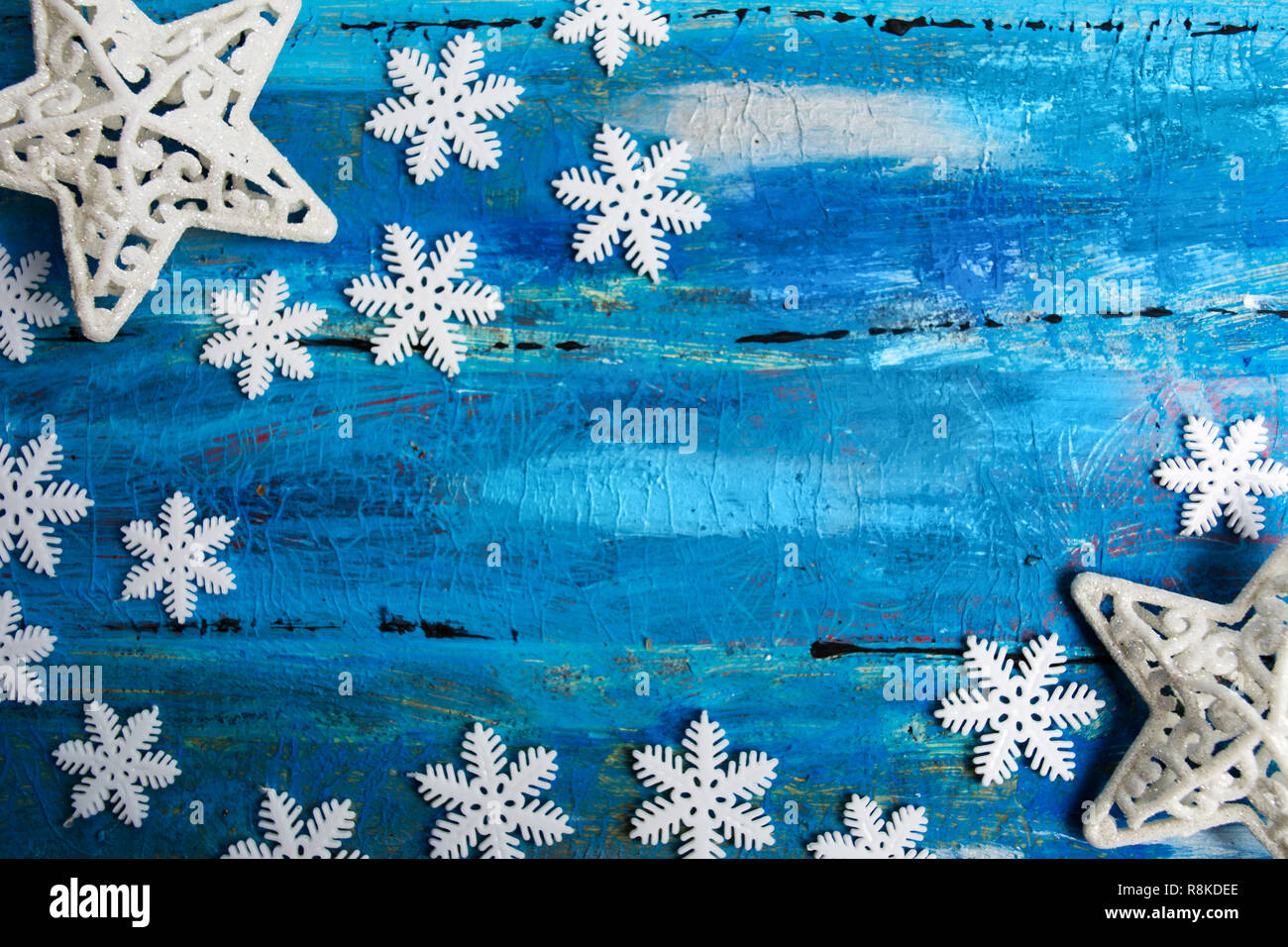 Christmas blue abstract background card with decorations Stock Photo ...
