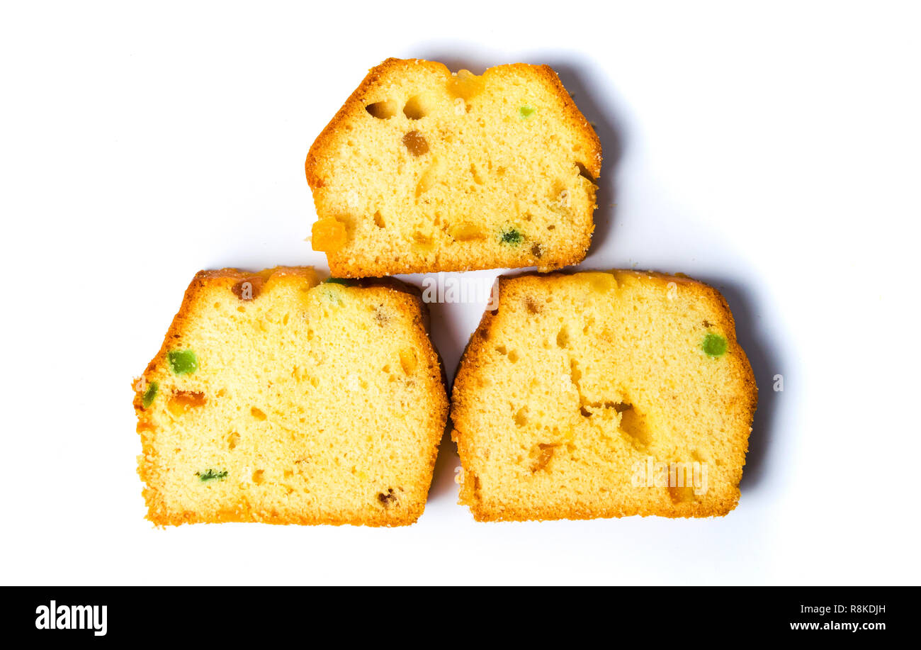 Homemade fruit bread sliced isolated on white background Stock Photo ...