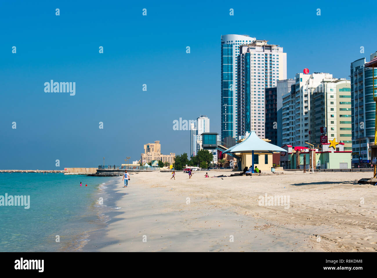 Ajman, United Arab Emirates - December 6, 2018: Ajman Corniche Beach ...