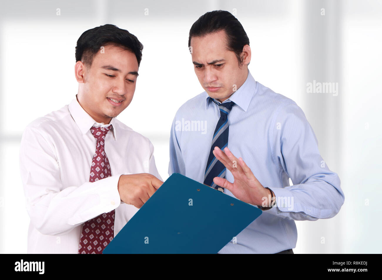 Photo image, portrait of two Asian businessman doing business ...