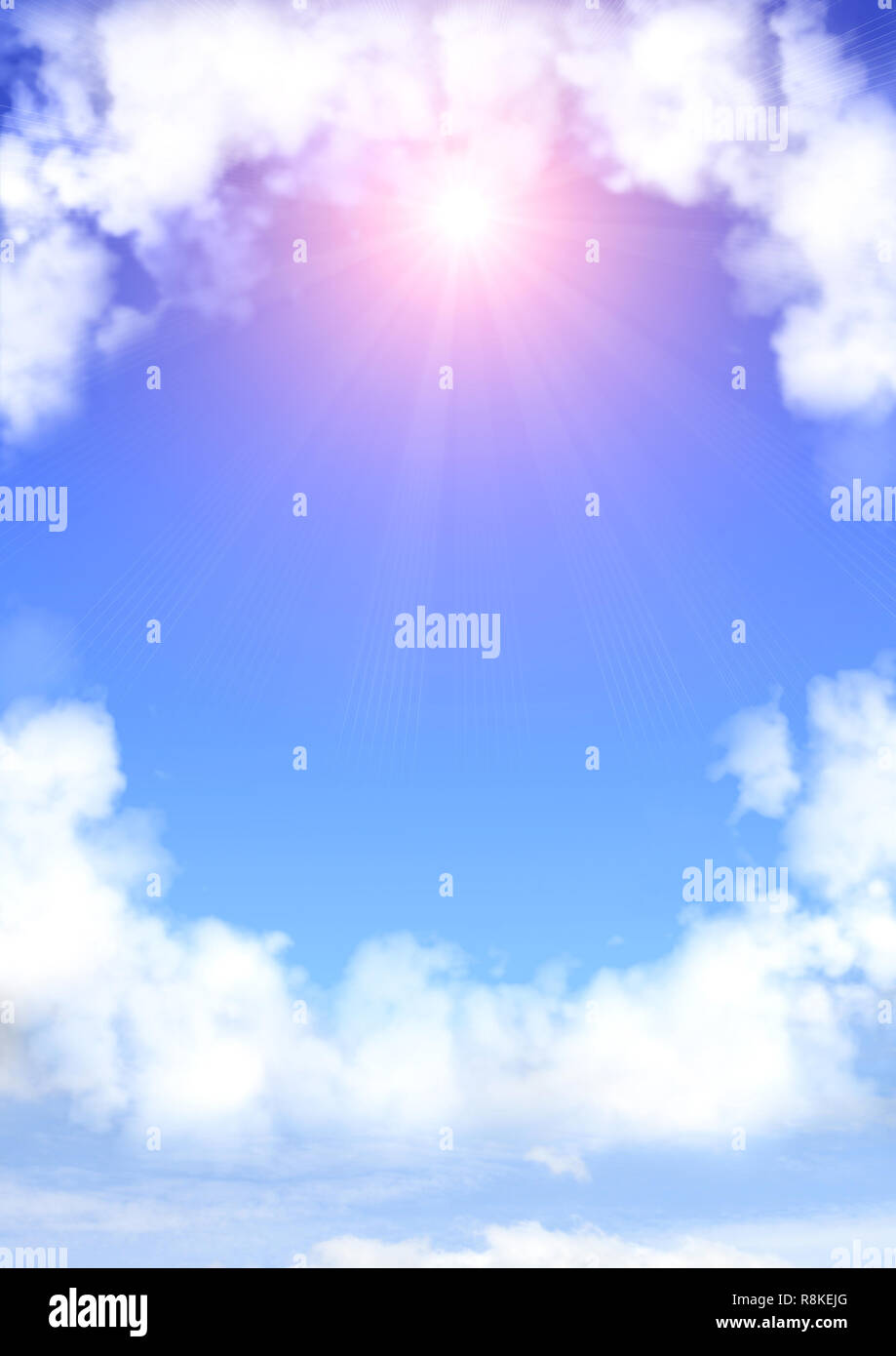 Blue sky with a frame from white clouds Stock Photo - Alamy