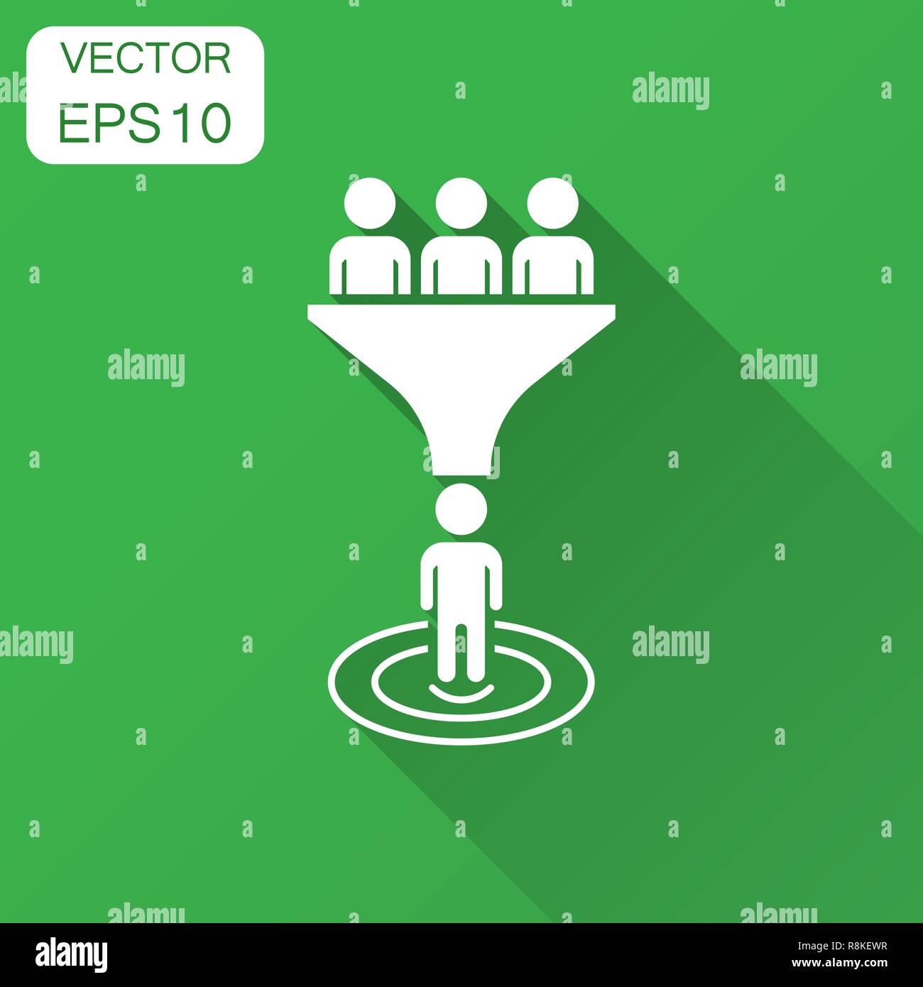 Lead management icon in flat style. Funnel with people vector ...