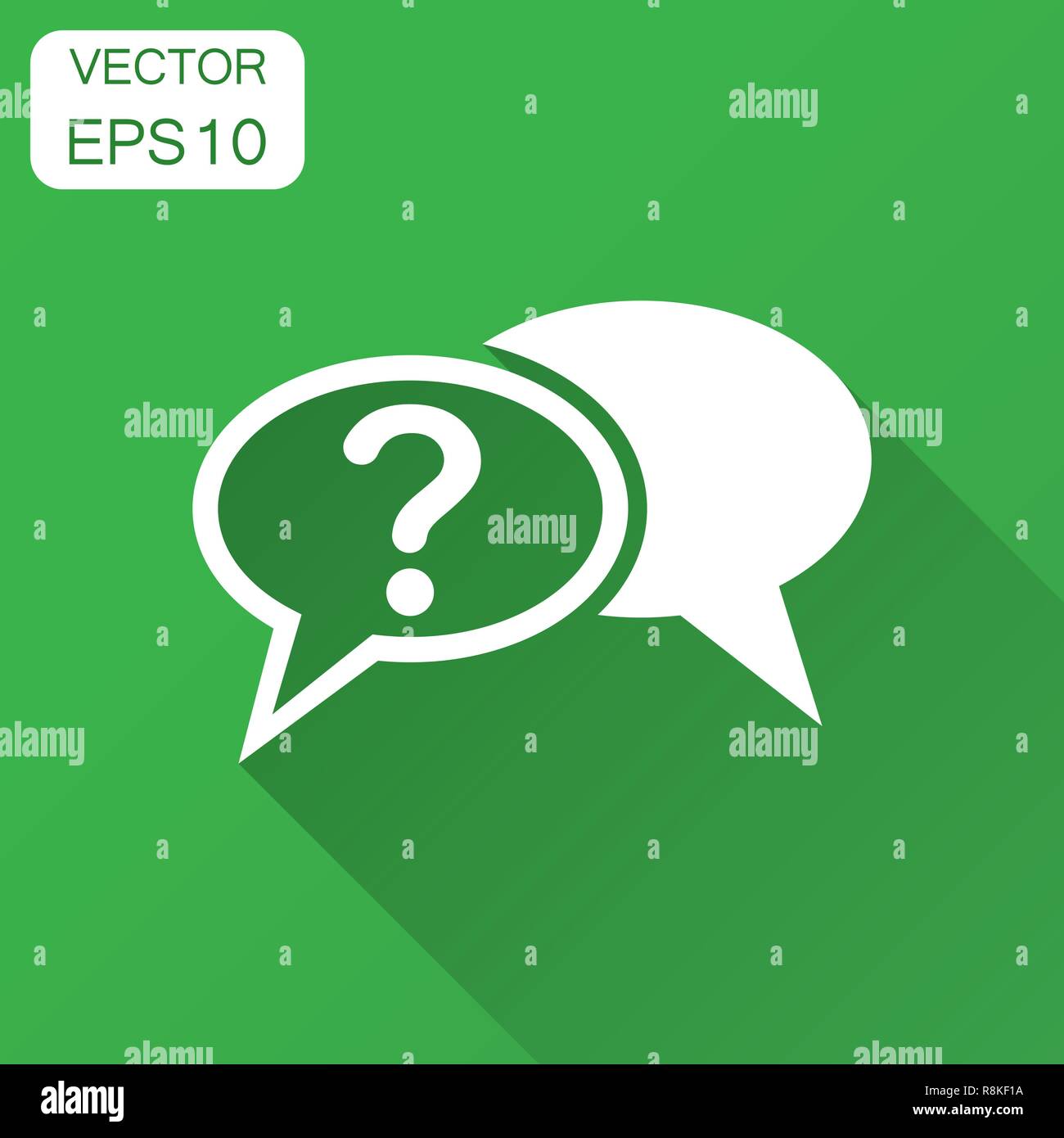 Question mark icon in flat style. Discussion speech bubble vector ...
