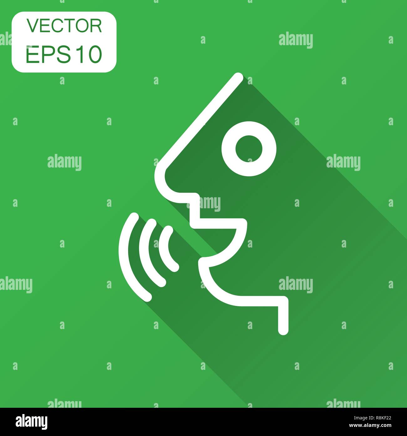 Voice command with sound waves icon in flat style. Speak control vector ...