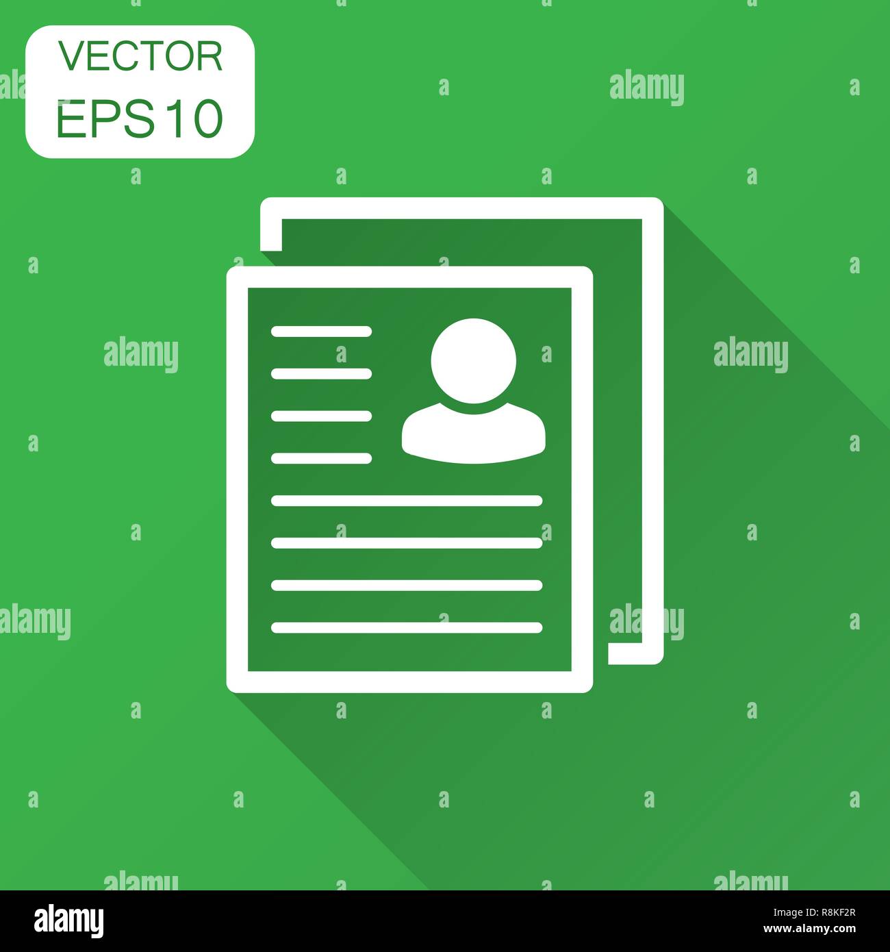 Resume icon in flat style. Contract document vector illustration with ...