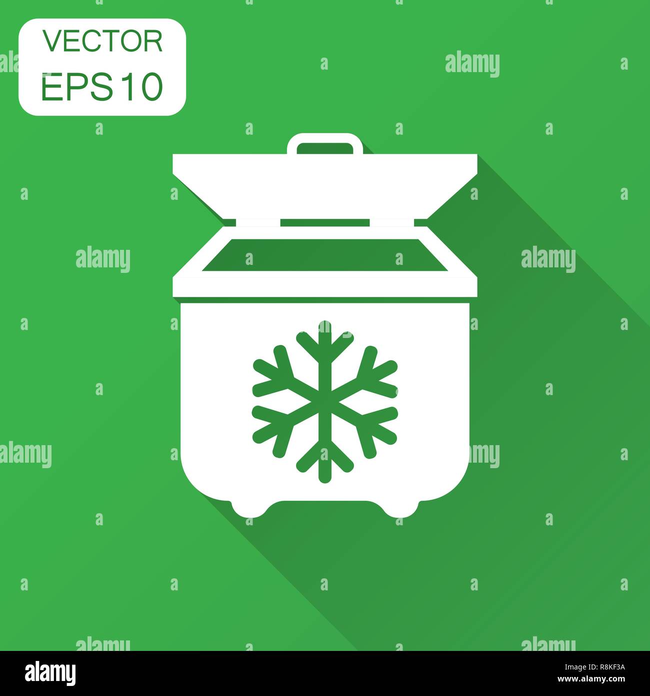 Portable fridge refrigerator icon in flat style. Freezer bag container ...