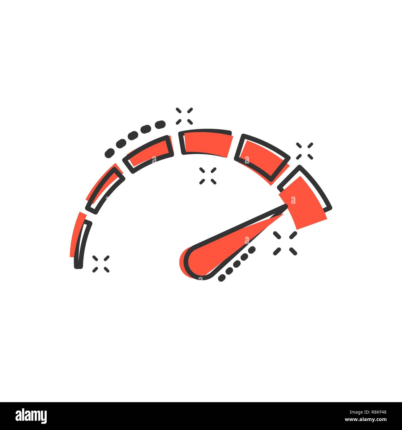 Meter dashboard icon in comic style. Credit score indicator level ...