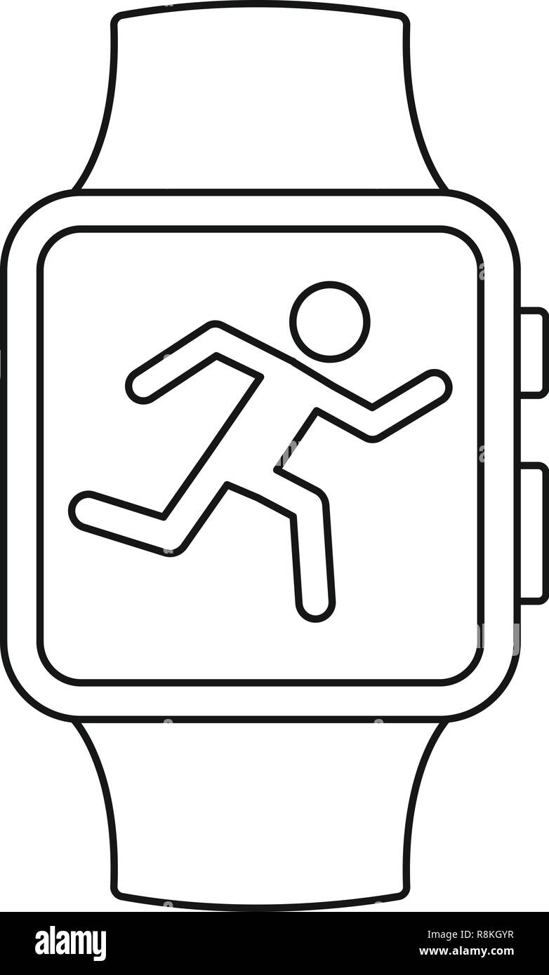 Smartwatch running mode icon. Outline smartwatch running mode vector ...