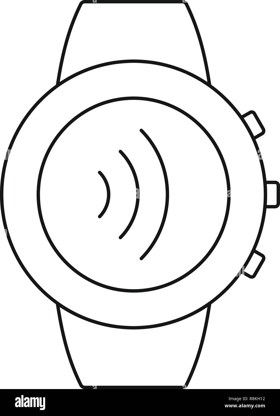 Round smartwatch icon. Outline round smartwatch vector icon for web ...
