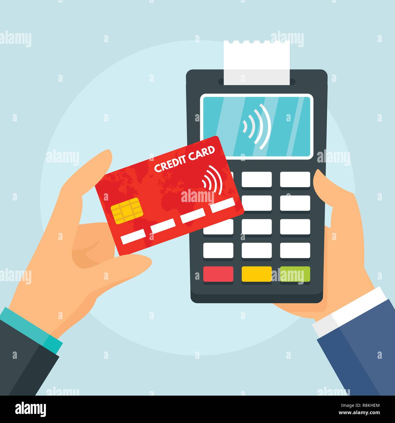 Credit card terminal payment concept background. Flat illustration of ...