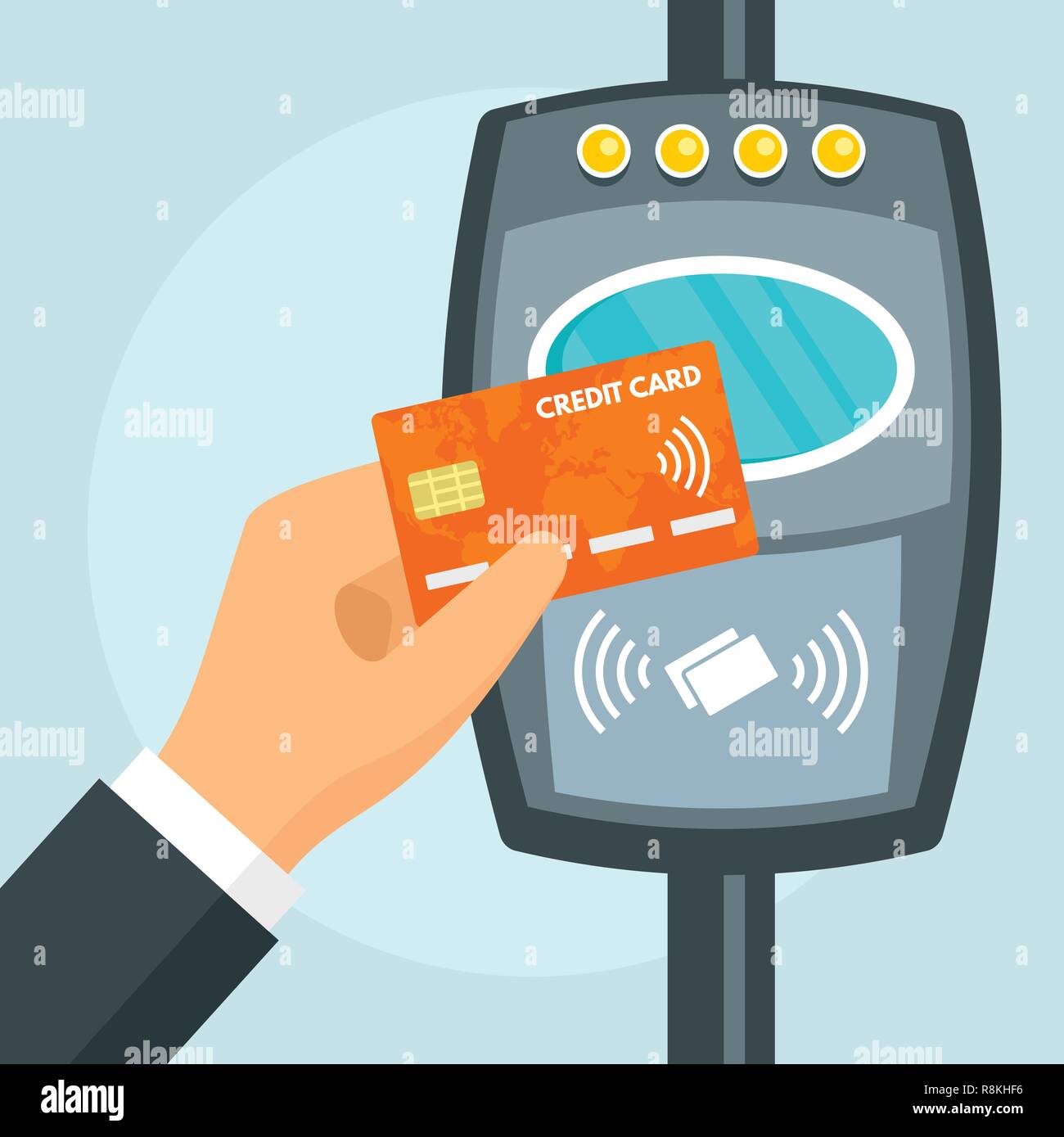 Credit card nfc bus travel concept background. Flat illustration of ...