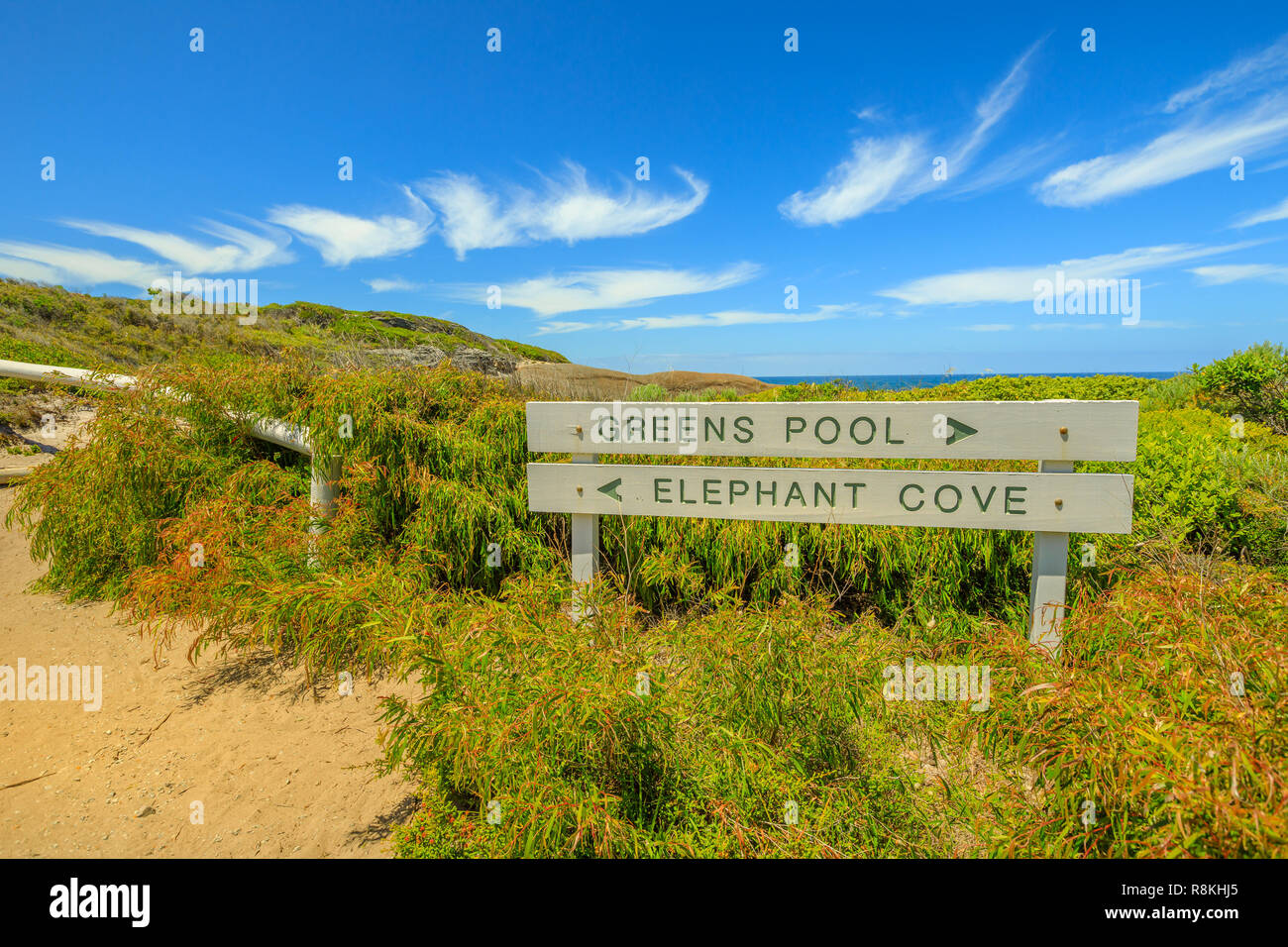 Elephant Cove and Greens Pool Sign along Elephant Rocks Walk in William ...