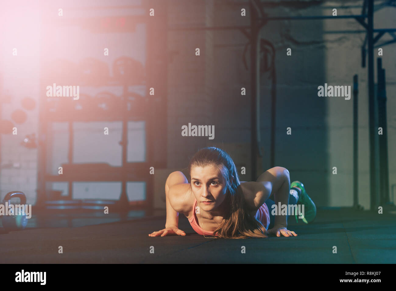 Woman burpee gym hi-res stock photography and images - Alamy