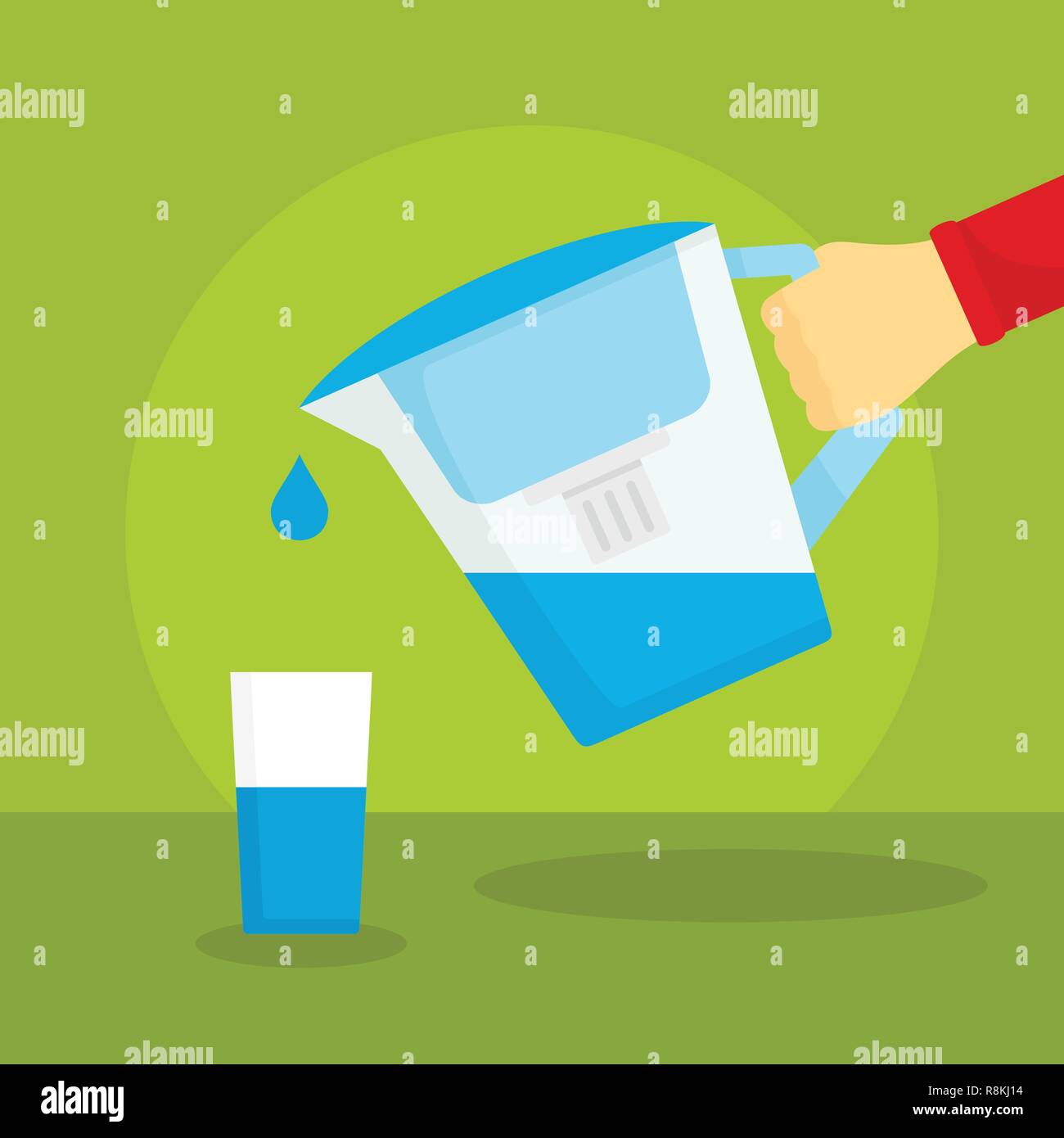 Water filter jug concept background. Flat illustration of water filter ...