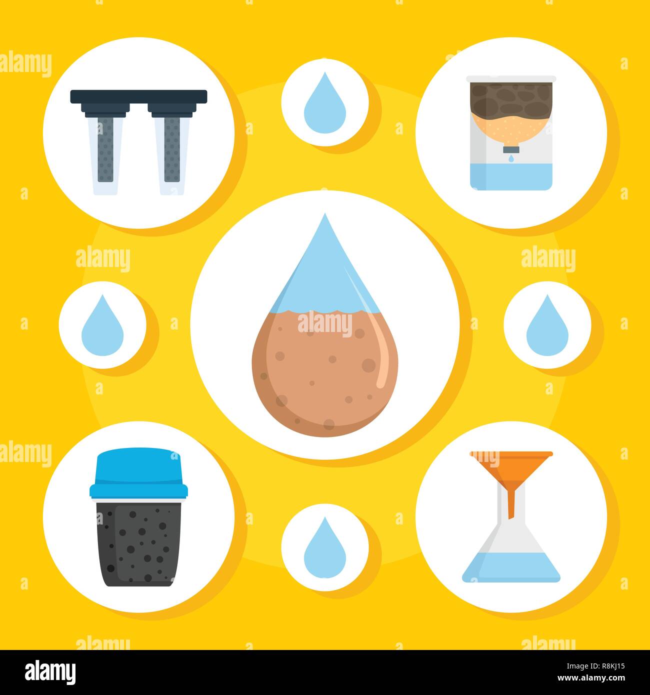 Water purification concept background. Flat illustration of water ...