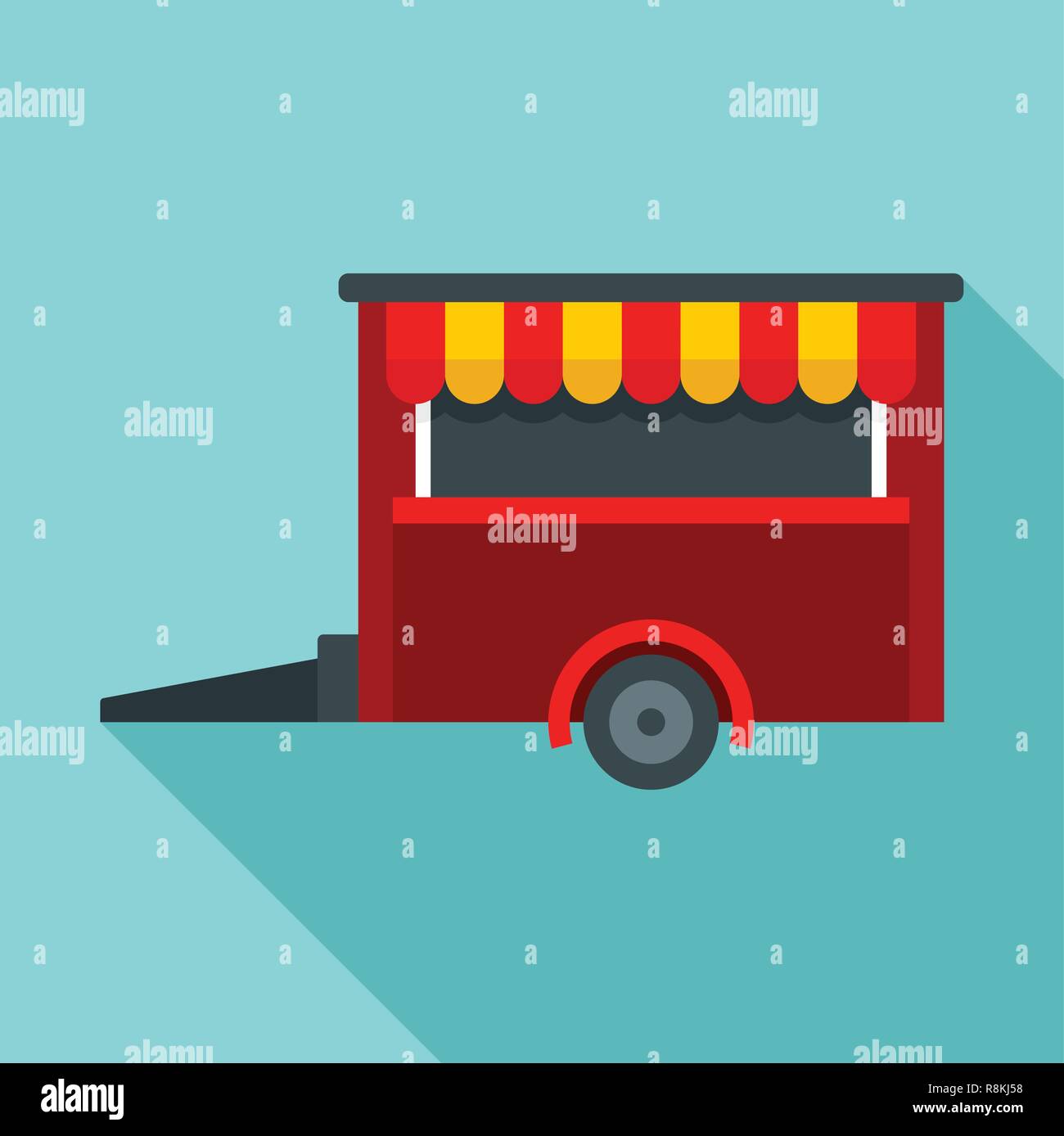 Food trailer icon. Flat illustration of food trailer vector icon for ...
