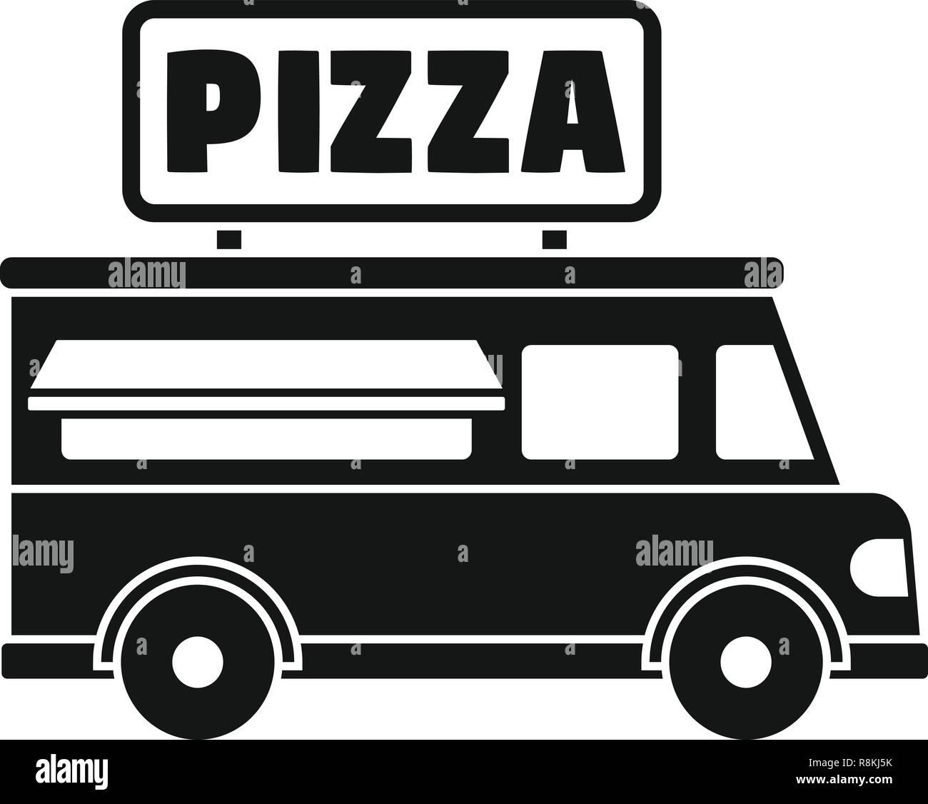 Pizza truck icon. Simple illustration of pizza truck vector icon for ...