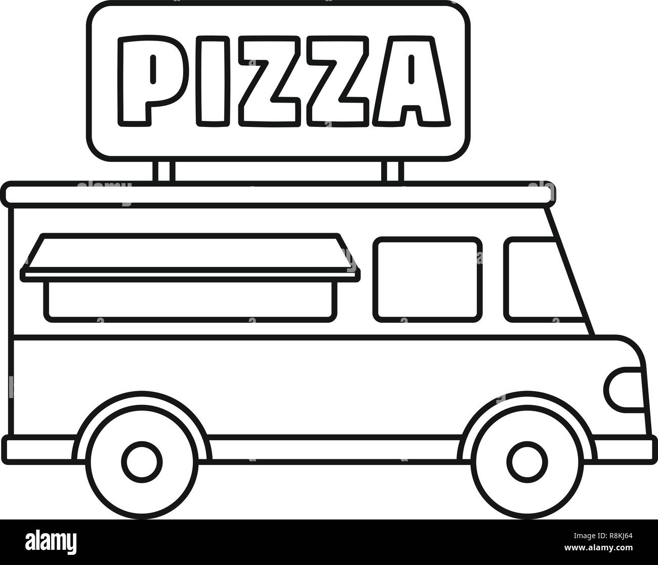 Pizza truck icon. Outline pizza truck vector icon for web design ...