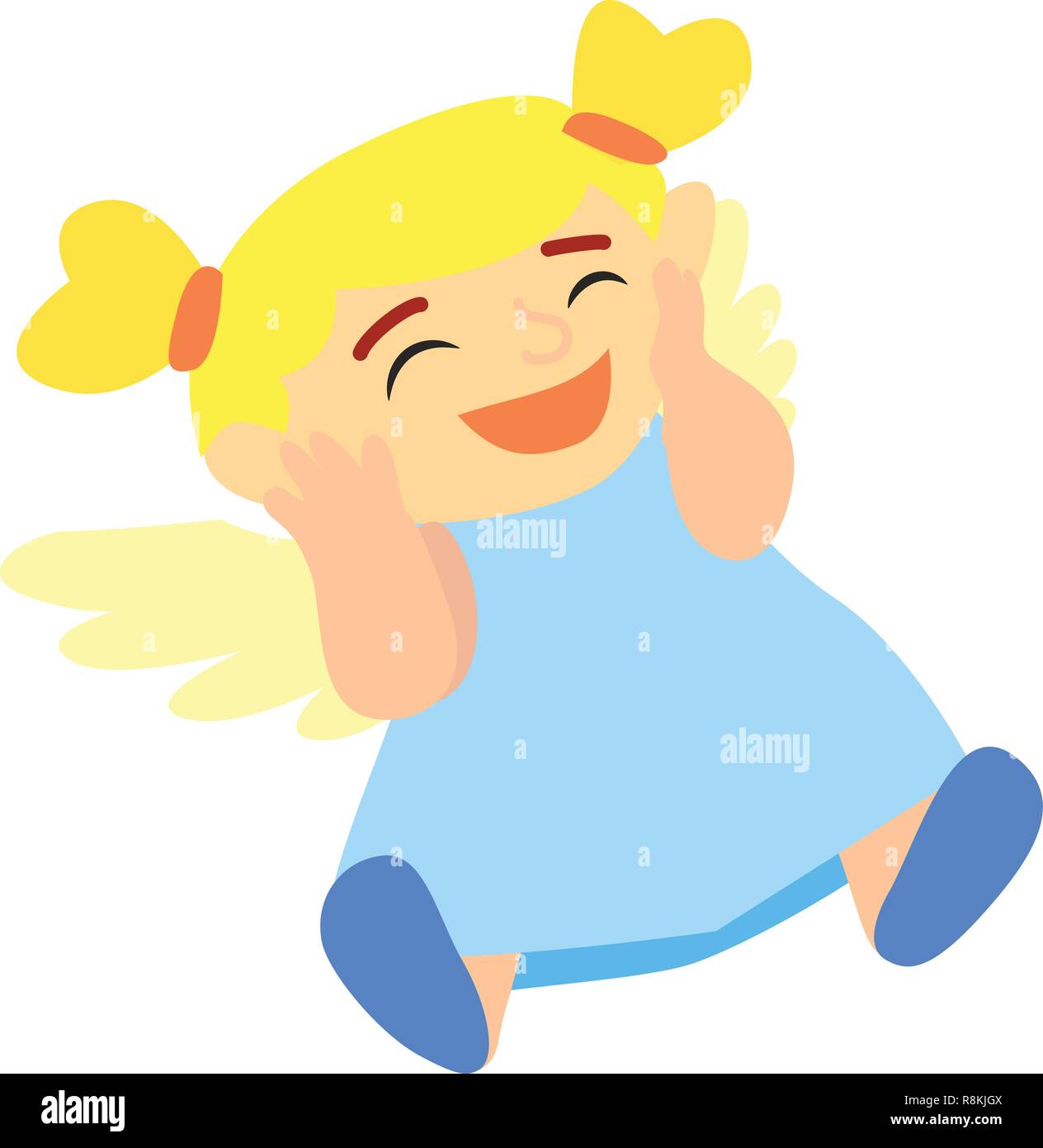 Happy angel girl icon. Cartoon of happy angel girl vector icon for web ...