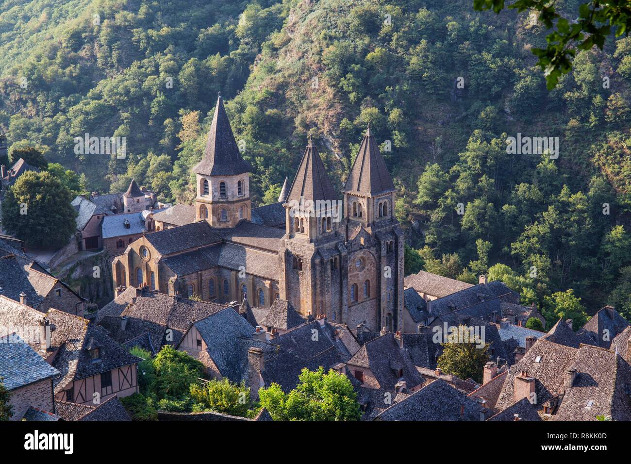 France, Aveyron, Conques, a stop on el Camino de Santiago, labelled Les ...