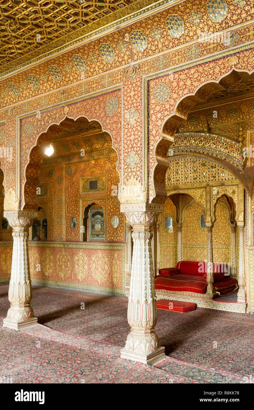 India, Rajasthan State, Bikaner, Junagarh Fort, Anup Mahal Stock Photo ...